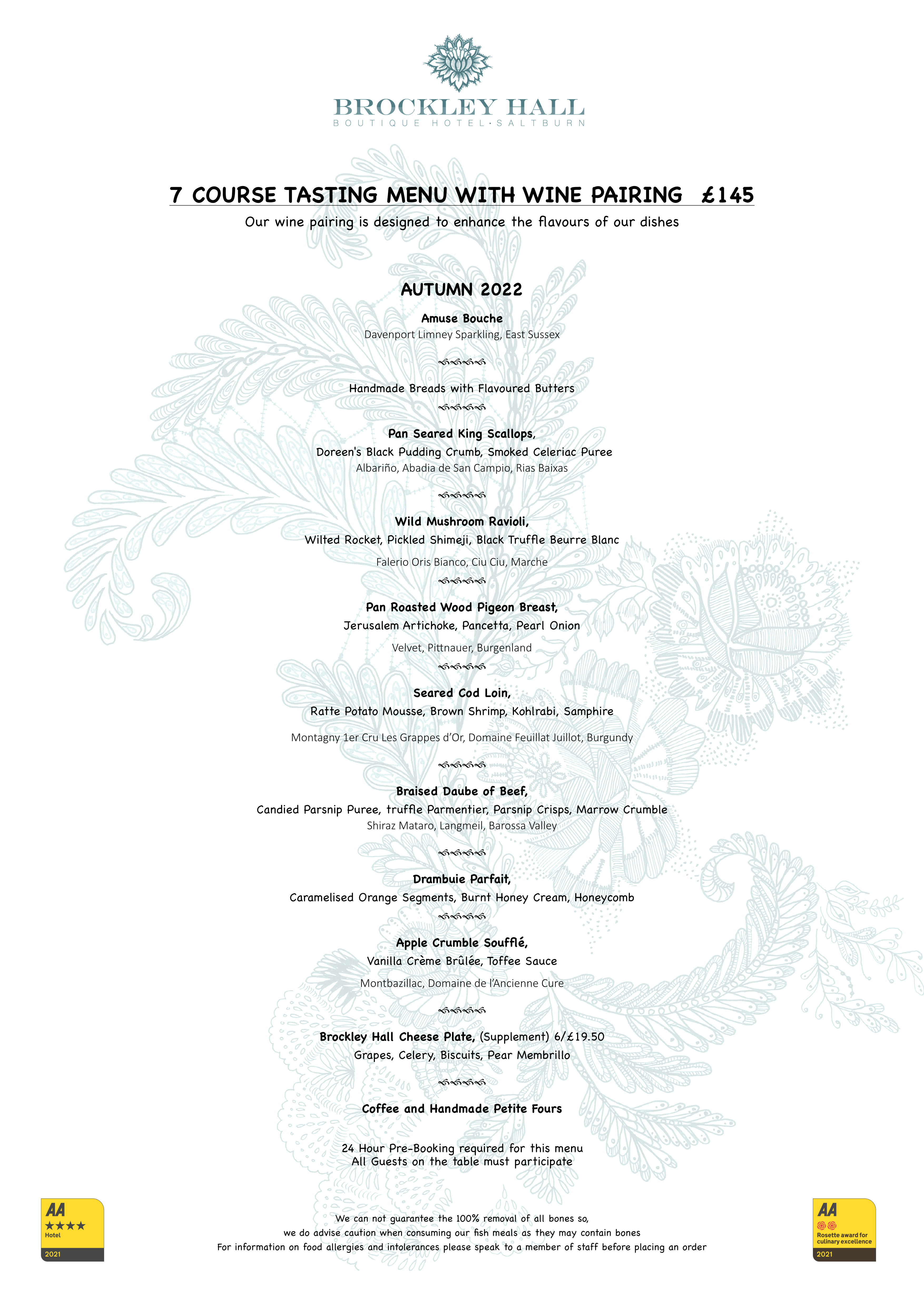 Brockley Hall Hotel :: Wine Pairing